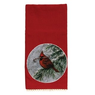 Red Winter Cardinal Kitchen Towel - 28" Festive Cotton Decor - 20” L x ...