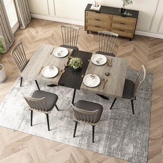 Retro Rectangular Dining Table with Carole Top and Black Embossed ...