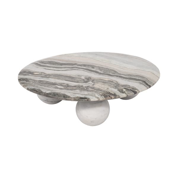 Modern Neutral 13" Ceramic Marble Riser 2tone Platter Serving Tray - 13 ...
