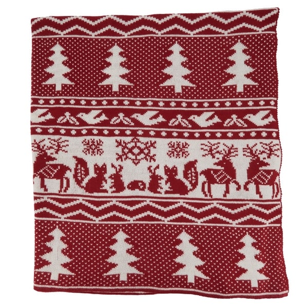 Knit Throw With Christmas Tree and Reindeer Design - Bed Bath & Beyond ...