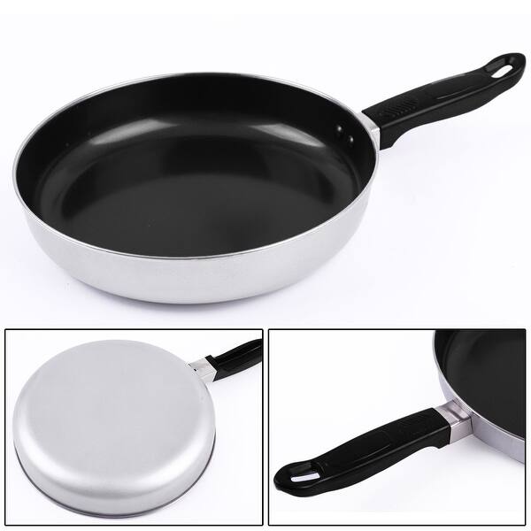 Unique Bargains Family Silver Tone Handle Bottom Round Frying Pan Pot ...