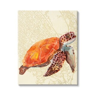 Stupell Orange Sea Turtle Shell Abstract Botanical Collage Canvas Wall ...