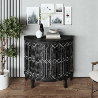 Modern Half-Moon 2 Door Wooden Storage Accent Cabinet Sideboard with ...