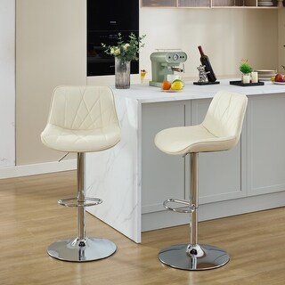 Adjustable Height Bar Stools Kitchen Island Dining Chairs Swivel Base ...