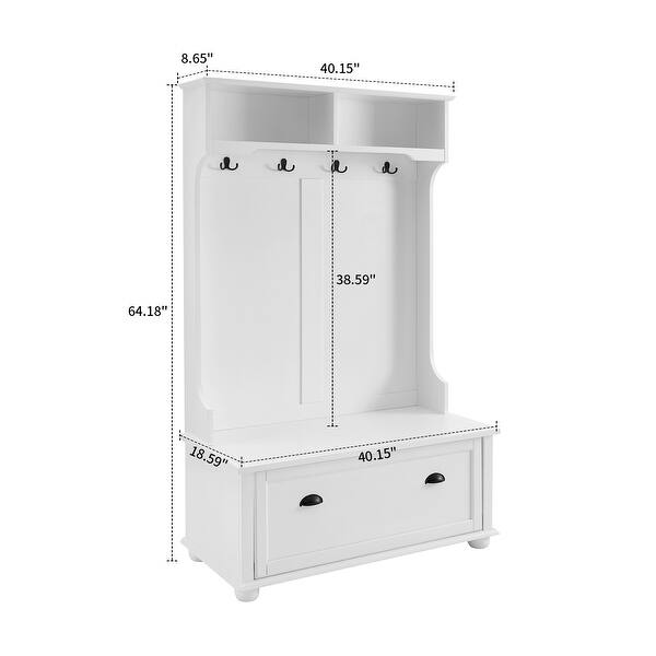 Modern Minimalist Freestanding Wooden Storage Hall Tree with Solid Wood ...