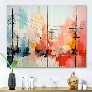 Designart "Minimalism Power Lines City Veins I" Power Lines Wall Art ...