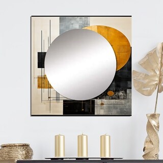 Designart "Cerulean Cubism Shapes I" Abstract Shapes Wall Mirror ...