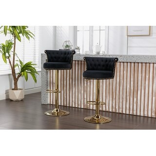 Velvet Rotating Bar Chair With Adjustable Height And Soft Pillow - Bed ...