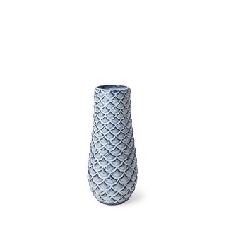 11" Aqua Blue Glaze Fishscale Pattern Ceramic Vase - Bed Bath & Beyond ...
