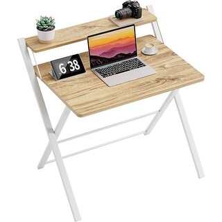 Small Folding Desk,2-Tier Computer Desk, Oak - Bed Bath & Beyond - 40167074