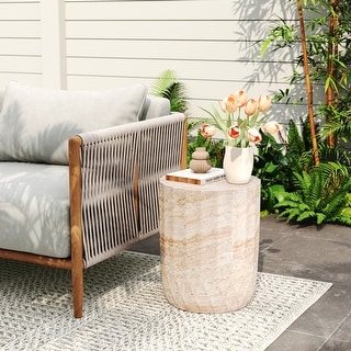 Outdoor/Indoor Lightweight Concrete Side Table,Cylinder Accent Table - Bed Bath & Beyond - 43082890