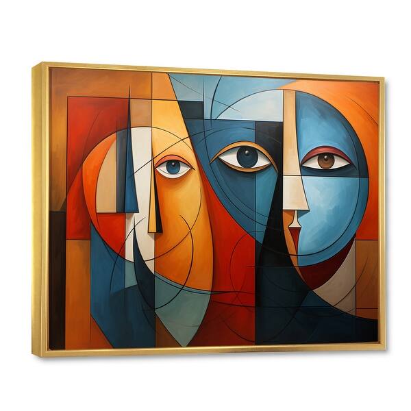 Designart "Cubism Geometric Portrait X" Cubism Framed Canvas Prints ...