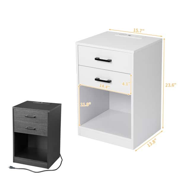 2 Drawer Bedside Table With Socket and LED Light - Bed Bath & Beyond ...