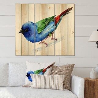 Designart 'Forbes Finch Bird' Traditional Print on Natural Pine Wood ...