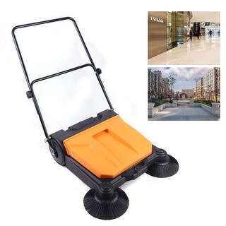26" Industrial Hand-Push Floor Sweeper with Two Brooms - Bed Bath ...