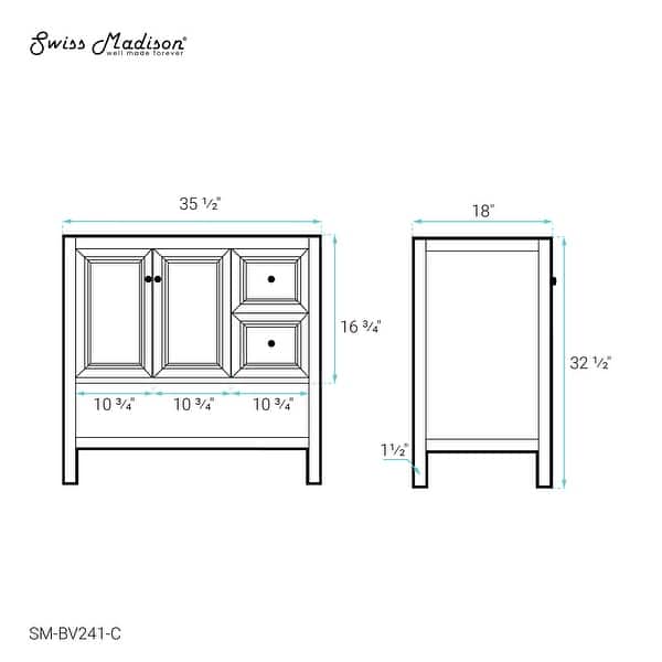 Chateau 36" Bathroom Vanity In Natural Oak - Cabinet - Bed Bath ...