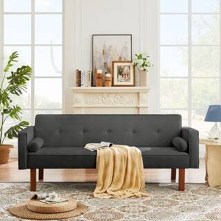 Futon Sofa Bed Convertible Couch Bed, Fabric Linen Sofa Bed, Folding ...