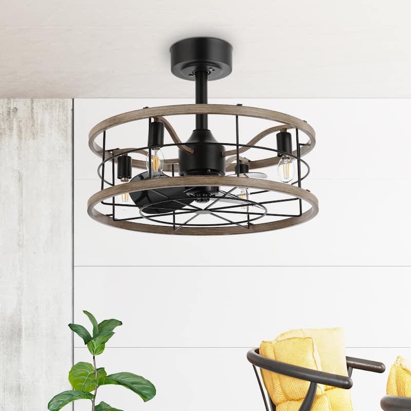 GetLedel 18-inch Caged Ceiling Fan with Remote Control and Light Kit ...