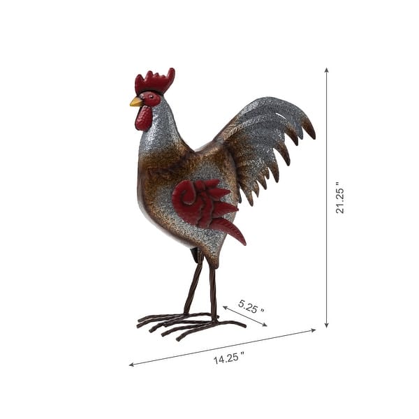 21"H Metal 3D Vibrant Standing Rooster Garden Statue by Glitzhome - Bed ...