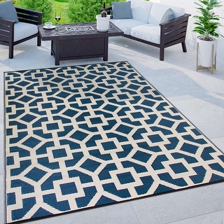 Contemporary Geometric Reversible Plastic Outdoor Rugs - Bed Bath ...