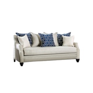 Burlap Weave Sofa with Single Cushion Seat Design in Ivory - Bed Bath ...