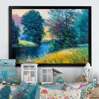 Designart "River Though A Summer Forest III" Traditional Framed artwork ...