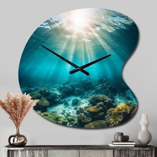 Designart - Underwater Coral IV - Coastal Large Wall Clock in ...
