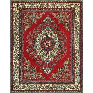 Fine Vintage Distressed Georgian Red/Ivory Rug - 9'11" x 13'2" - Bed ...