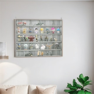 5-Tier Wall-Mounted Glass Display Cabinet with Adjustable Shelves - Bed ...
