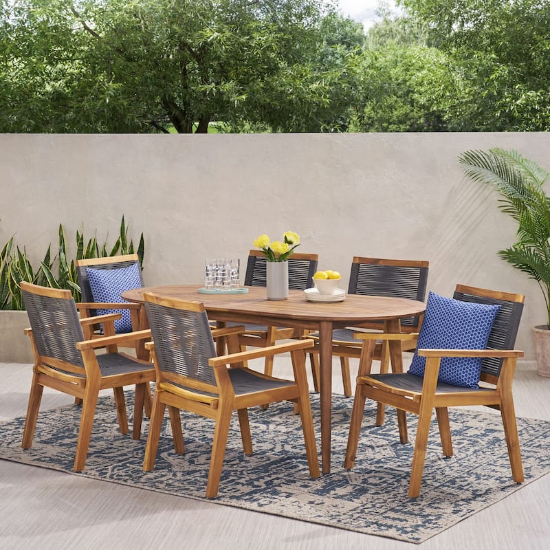 Wiloson Outdoor 7 Piece Acacia Dining Set by Christopher Knight Home ...