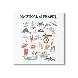 Stupell Educational Nautical Alphabet Learning Chart Marine Wildlife ...