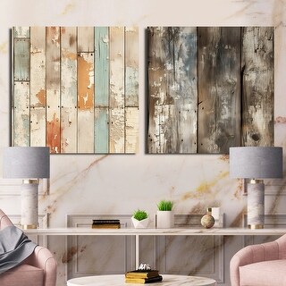 Designart "Rustic Farmhouse Planks" Abstract Collages Canvas Set Of 2 ...