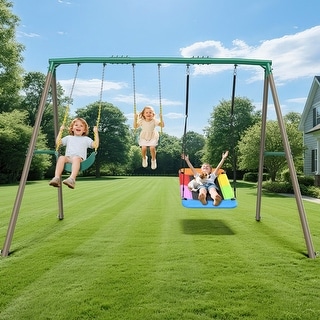 Hapfan 600lbs Heavy Duty Swing Set with 1 Platform Swing, 2 Belt Swings ...