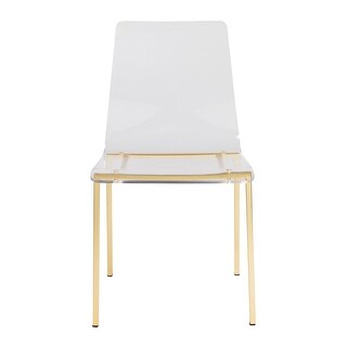 Chloe Side Chair in Clear Acrylic with Matte Brushed Gold Legs - Set of ...