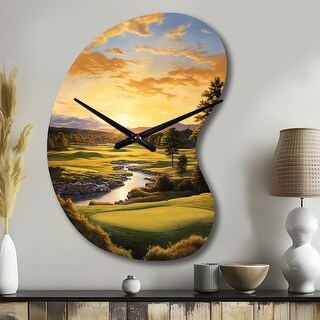 Designart - Golf Golden Hour Golf - Golf Wall Clocks in Boomerang Shape ...
