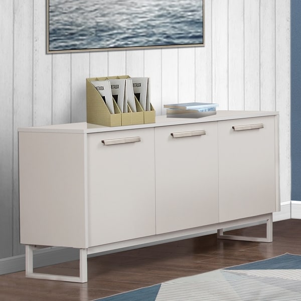 Alaska 59 3 Door Modern Home Office Storage Cabinet Credenza in Crisp White Bed Bath Beyond 30386398