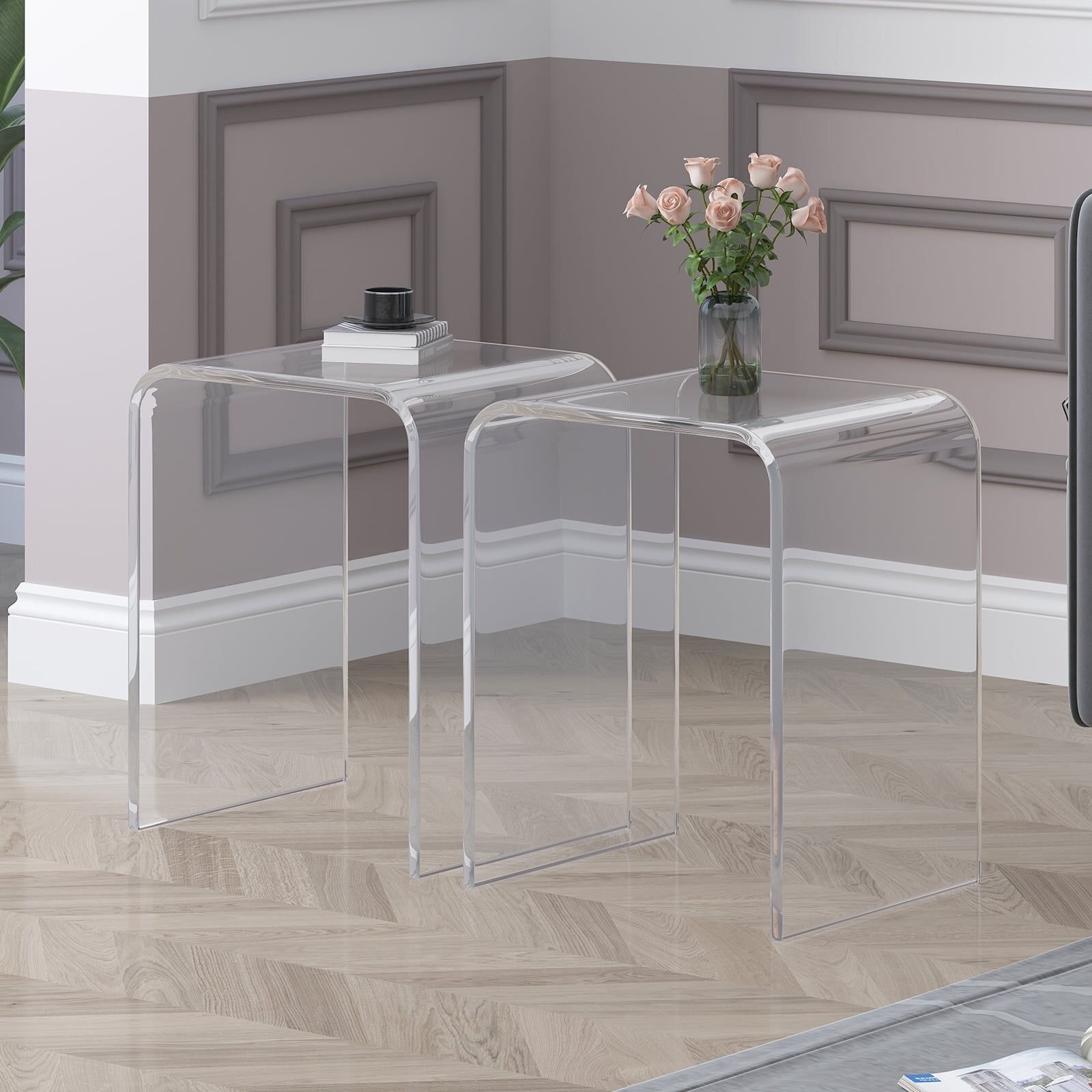 acrylic end table set