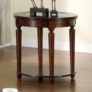 End Table Dark Cherry Open Bottom Shelf Beveled Glass Top Turned Legs ...