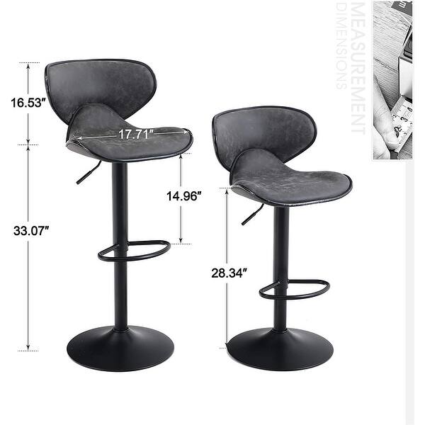 2PCS Metal Bar Stools Swivel Barstools with Back Support Adjustable ...