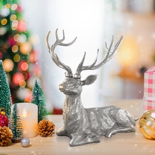 Standing Reindeer Statue Aluminum Deer Sculpture for Indoors Christmas ...