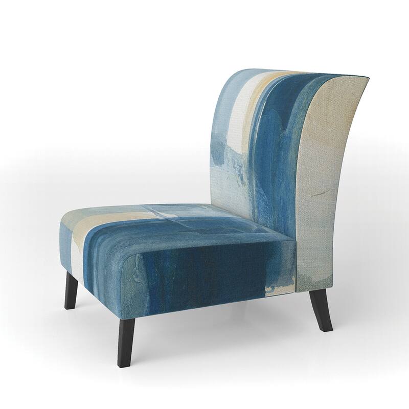 Designart "Indigo Panel VI" Upholstered Glam Modern Accent Chair - Arm ...