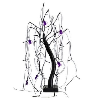 2-ft Pre-Lit Halloween Artificial Black Spooky Spider Willow Tree - Bed ...