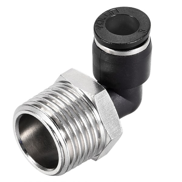 Push to Connect Tube Fitting Male Elbow 8mm Tube OD x 1/2 NPT Push Fit Lock - 8mm X 1/2 NPT ...