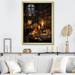 Designart "Library Classic Literature II" Libraries Framed Wall Art ...