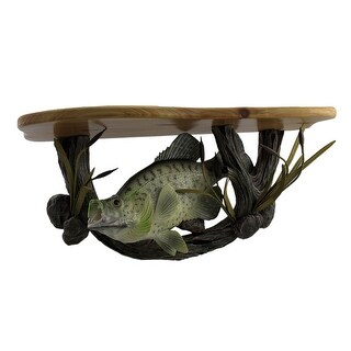 Hand Painted Rustic Crappie Perch Sculpture with Wood Wall Shelf - 10 X ...