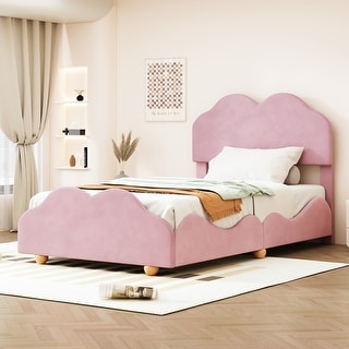 Twin Size Upholstered Platform Bed with Cloud Shaped bed board - Bed ...