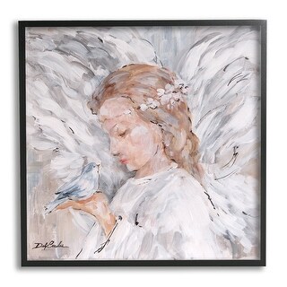 Stupell Angel Holding Blue Bird Traditional Portrait Open Wings Framed ...