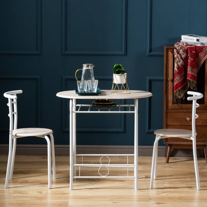 Lacquer Couples Bending Back Breakfast Table Dining Set White (Set of 3 ...
