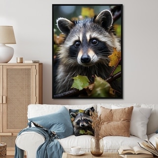 Designart "Vibrant Raccoon Portrait II" Animals Raccoon Framed Wall Art ...