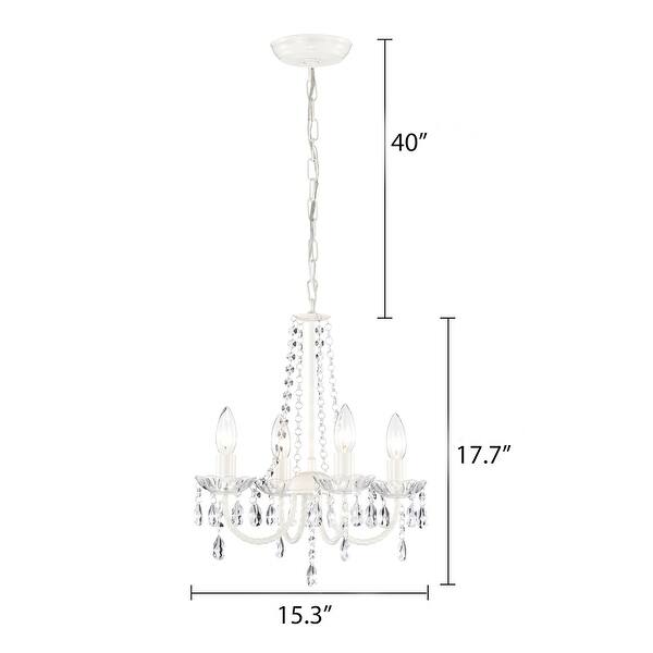 White Crystals Chandelier Modern 4 Light Chandeliers Candle Style - Bed ...